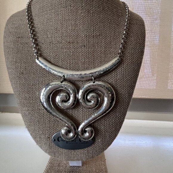 Jewelry | Brighton Silver Scroll Heart Statement Necklace Artisan Style ...